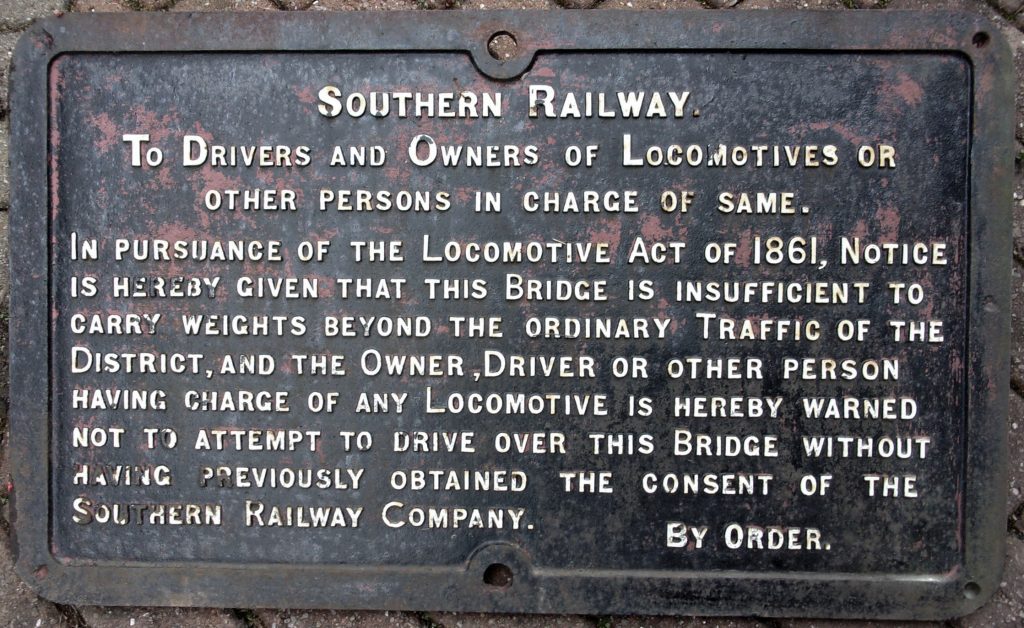 Cast iron sign "Southern Railway to Drivers and Owners of Locomotives ...