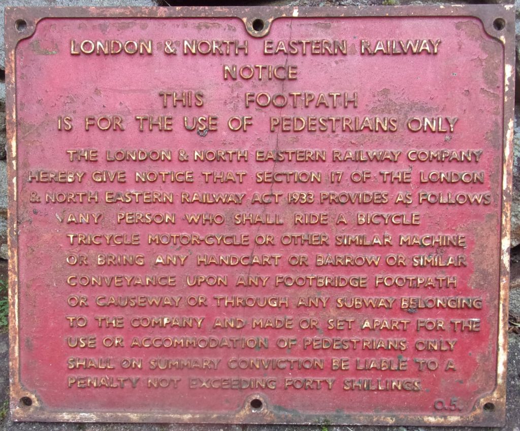 Cast iron Sign "London & North Eastern Railway Notice" ref. to Trespass ...