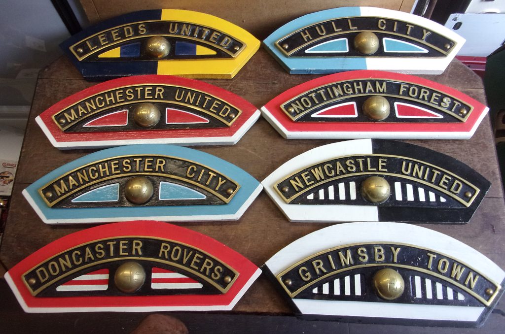 8 x miniature B17 cast brass nameplates, mounted on boards, as pictured ...