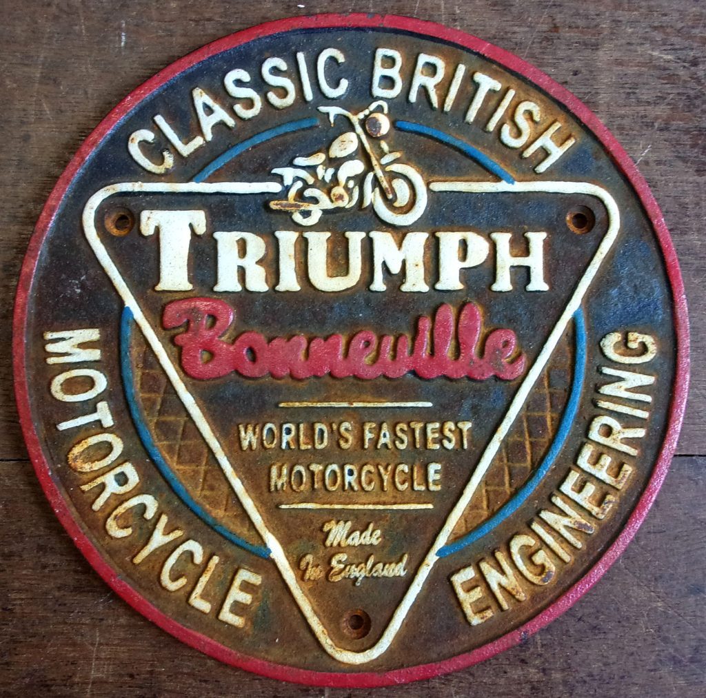 Repro cast iron Triumph Motorcycle Plaque. V.g.c. - Great Northern ...