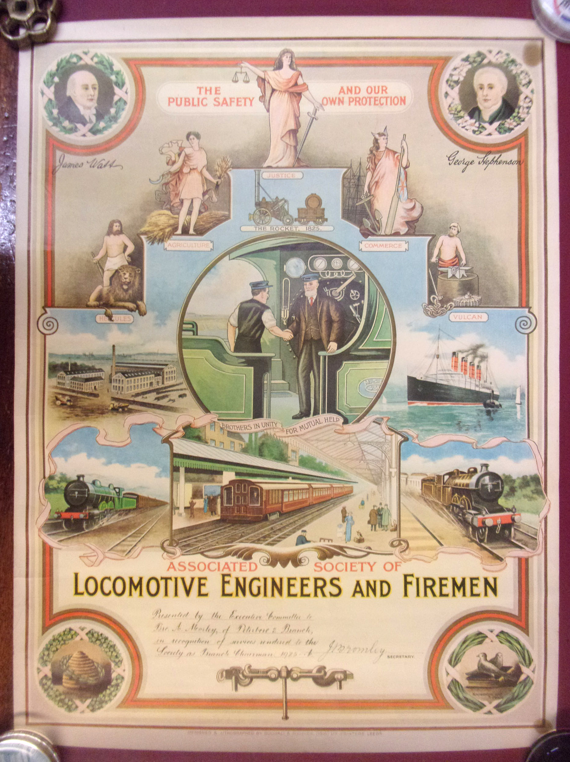 Locomotive Engineers & Firemen Long Service Certificate presented to Mr ...